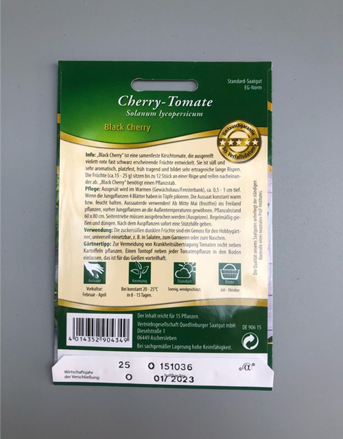 Cherrytomate Black Cherry, Cherrytomate Black Cherry Saat zum selber ...